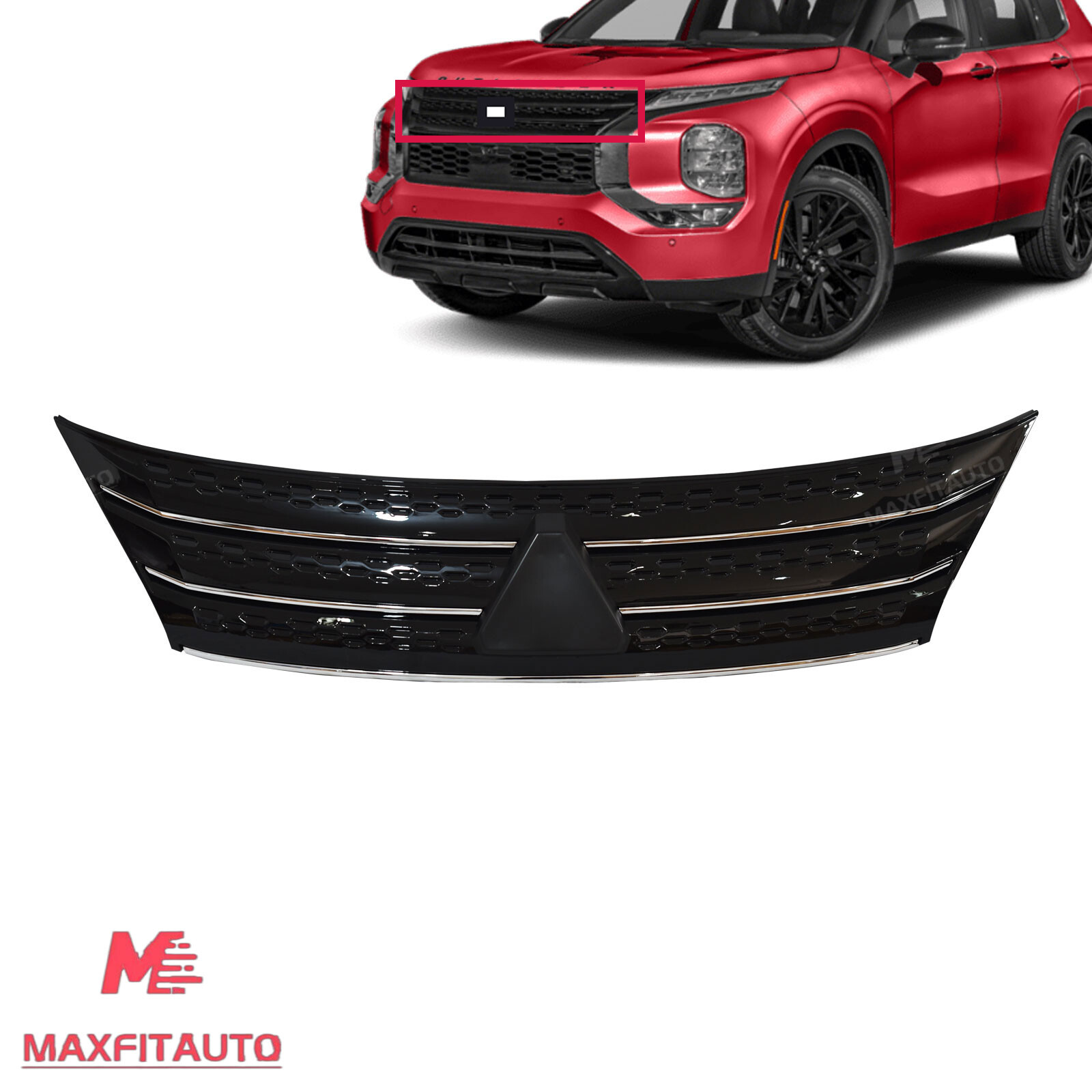 Fits Mitsubishi Outlander 2022-2023 Front Upper Grille Chrome ...