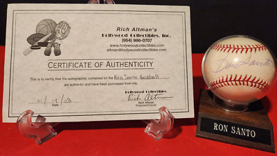 RON SANTO AUTOGRAPH SIGNED RAWLINGS OML BASEBALL HOF 2012 W/ COA ...