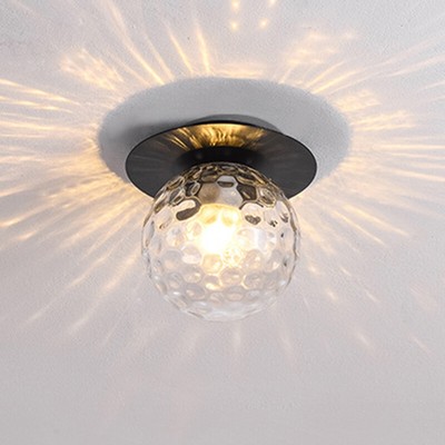 Nordic Style Flush Mount Light 1-Bulb Ceiling Lamp Glass Shade Lighting ...