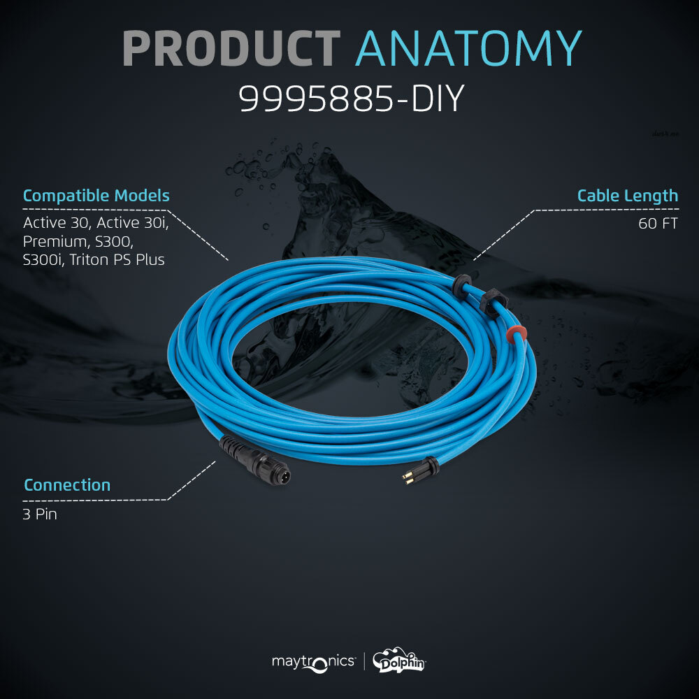 Dolphin Authentic Replacement Parts Cable Without Swivel DYN S300i 60 ...