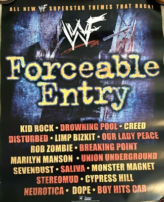 WWF-"FORCEABLE ENTRY" Promotional Poster (2002) Rob Zombie, Limp Bizkit ...