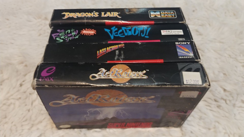 4 Super Nintendo SNES Box Lot Only - Actraiser Last Action Hero Dragon ...