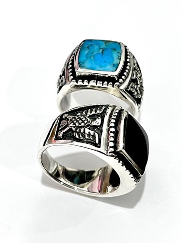 Kingsman Animal Turquoise Eagle Sterling Silver 925 Unisex Bikers Men's ...