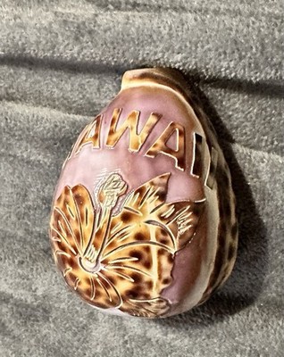 Beautiful Hand Carved Sea Shell Ocean Front Palms Souvenir Hawaii | eBay