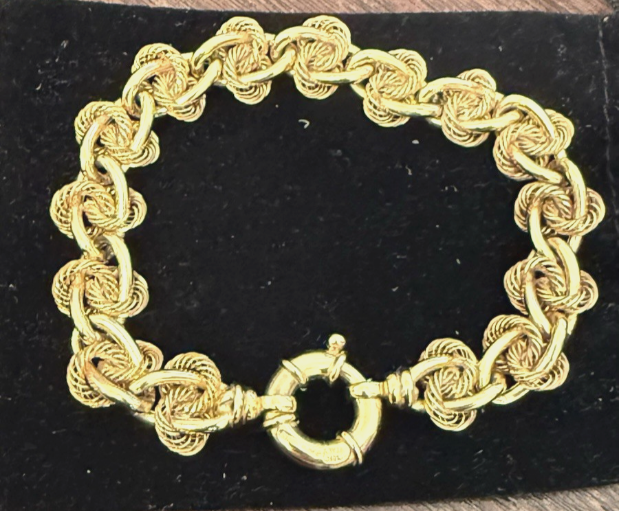 Signed 14K Gold Brev Italy Chunky Linked Bracelet 8 1/2" | eBay