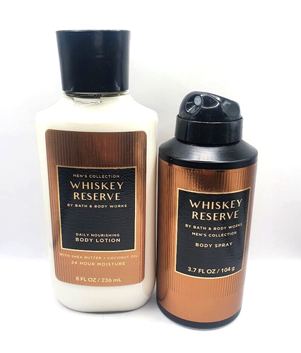 BATH AND BODY WORKS WHISKEY RESERVE BODY SPRAY & LOTION FOR MEN (SET OF ...