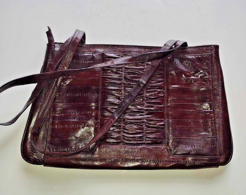 Vintage Genuine Eel Skin Brown Purse Shoulder Bag | eBay