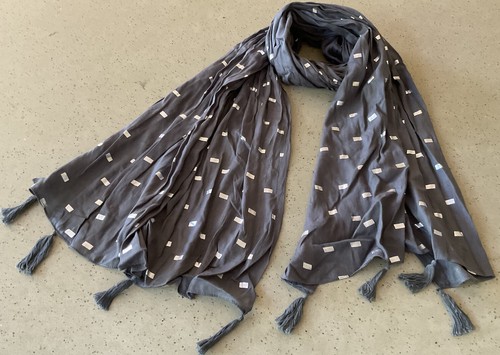 Women’s Mens Scarfe Scarf Wrap Dark Grey Metallic Silver Rectangle ...