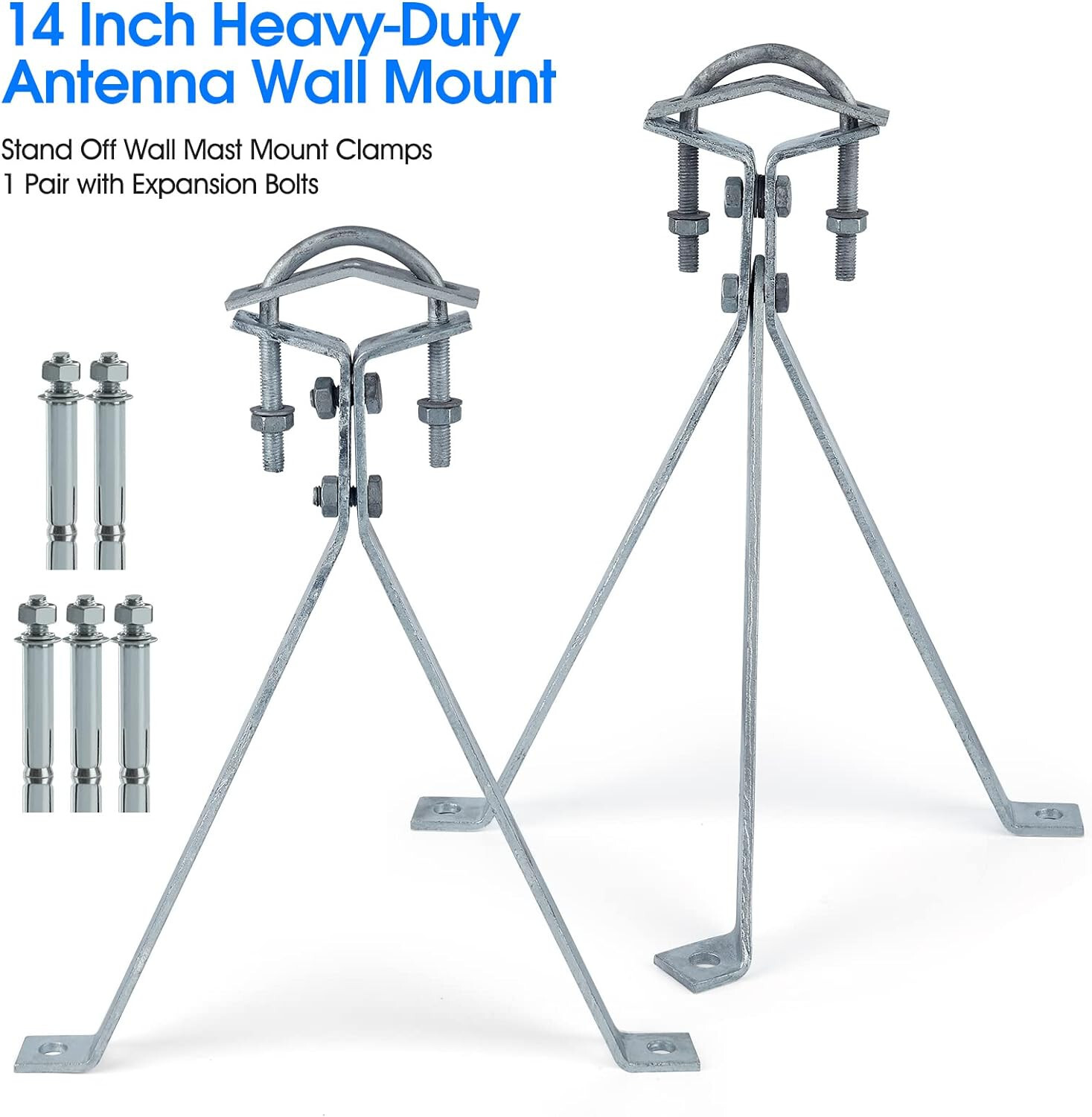 14 Inch Heavy-Duty Antenna Wall Mount,Windproof Stand Off Wall Mast ...