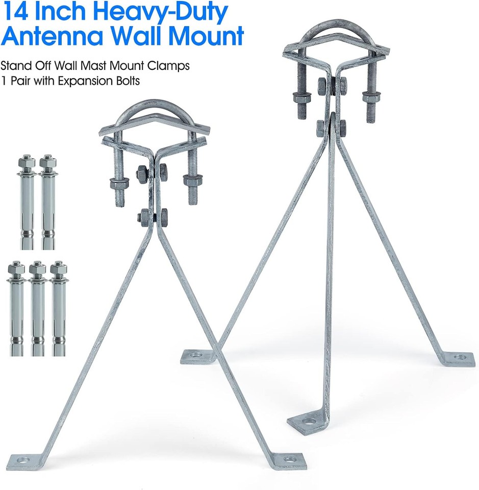 14 Inch Heavy-Duty Antenna Wall Mount,Windproof Stand Off Wall Mast ...