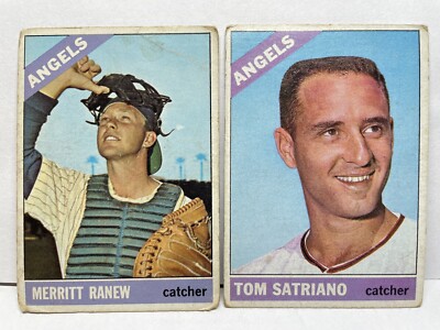 1966 Topps 2 card Lot of Angels Catchers - Merritt Ranew and Tom ...
