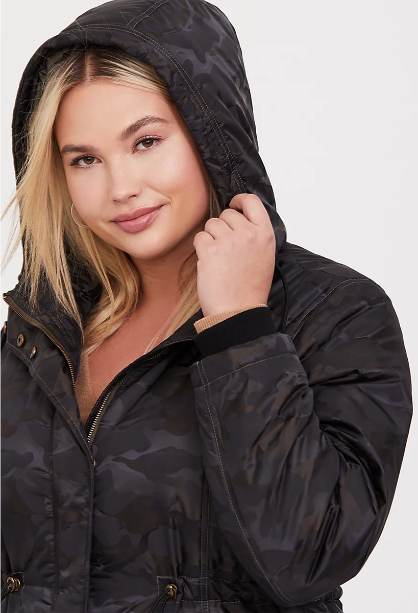 NEW Torrid Grey Camo Hooded Anorak Cargo Winter Coat Puffer Jacket ...