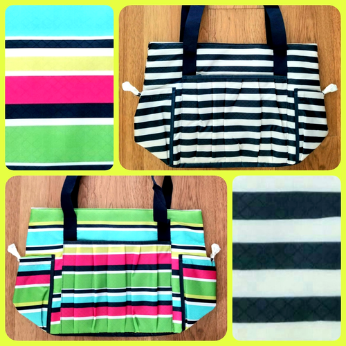 NEW! Thirty One New Day Tote Preppy Pop Navy Rugby Stripe Diaper Gym ...