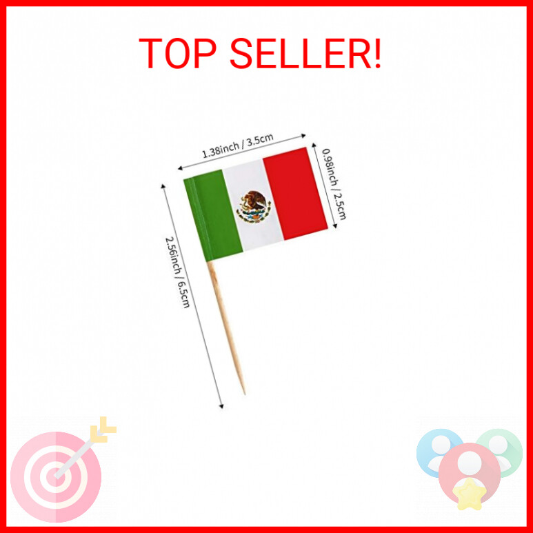 JAVD CYPS 100 Pcs Mexico Flag Mexican Toothpick Flags, Small Mini Stick ...