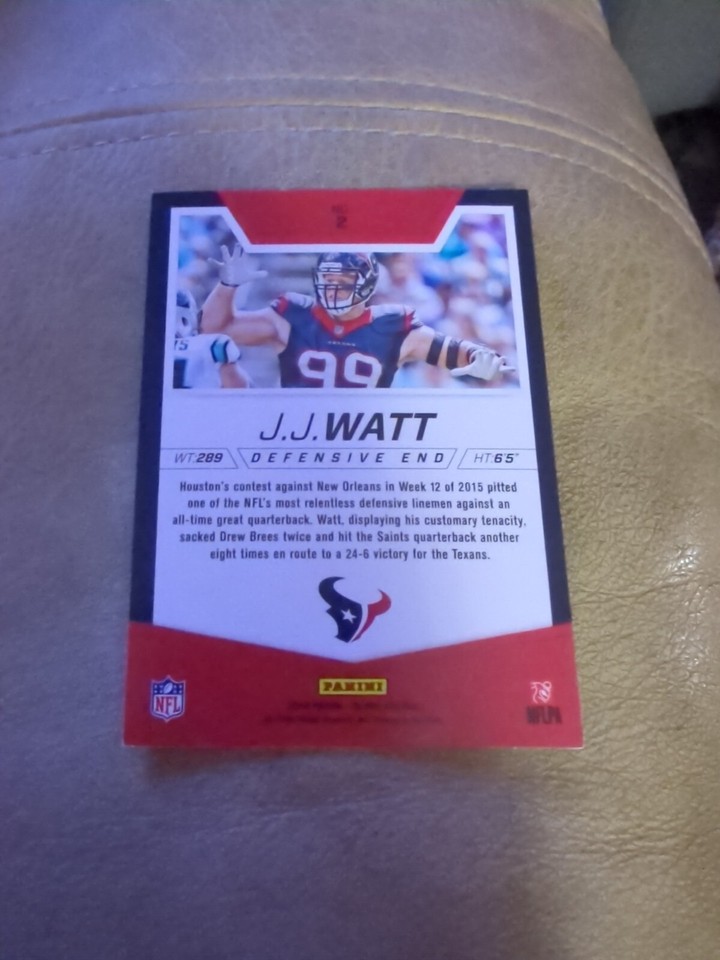 J.J. Watt Houston Texans 2016 Score Football Stoppers Gold #2 | eBay