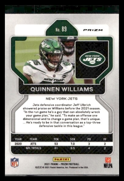2021 Panini Prizm #89 Quinnen Williams ORANGE DISCO New York Jets | eBay