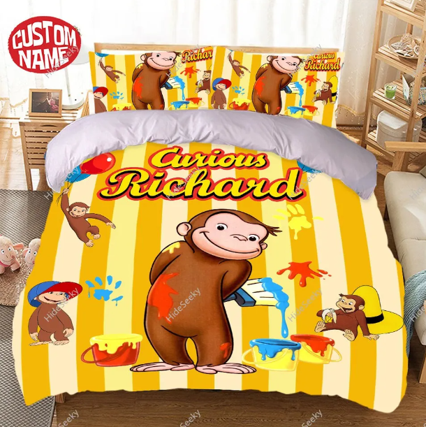 Curious George Bedding Set Soft Donna Cover Set Bedroom Decor S/D/Q/K ...
