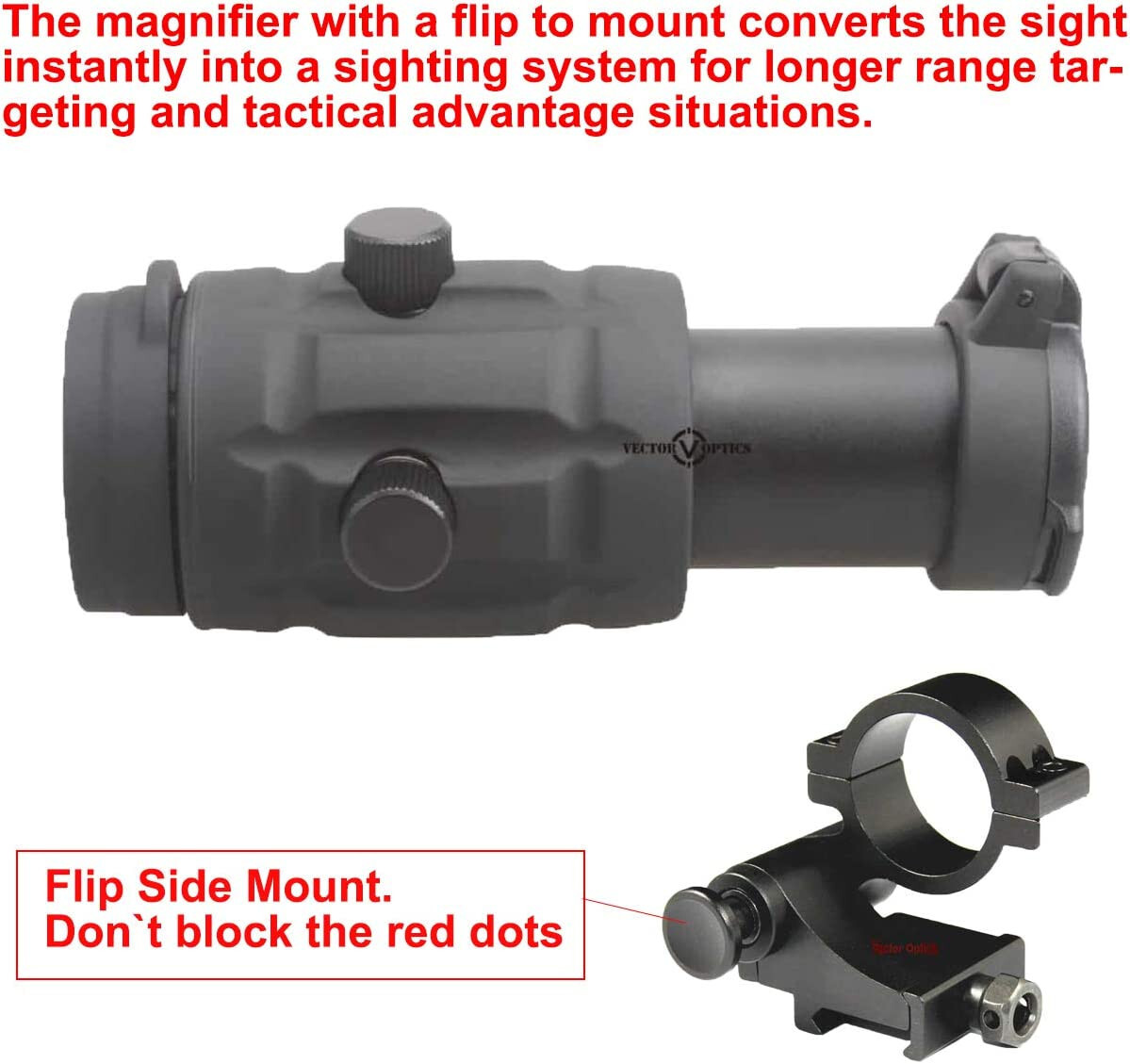 Vector Optics 3X Magnifier Scope for Red Dot Sights with Flip to Side ...