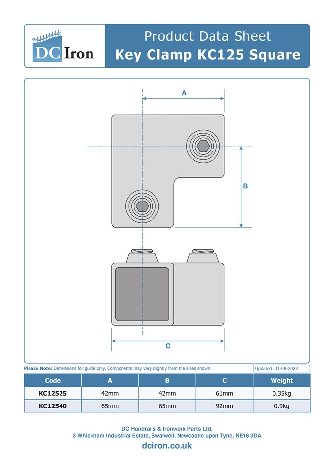 Industrial Handrail Galvanised Mild Steel Square Key Clamp Fittings Box ...