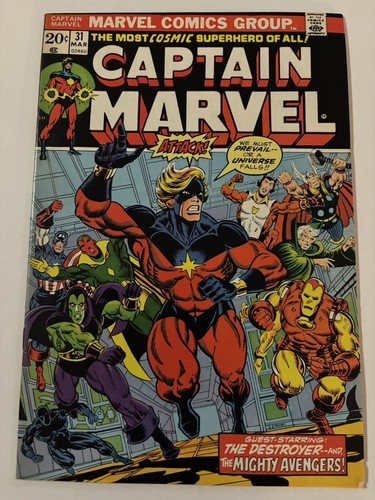 Captain Marvel #31 1974 Thanos The Avengers Bronze Age Marvel Comics ...