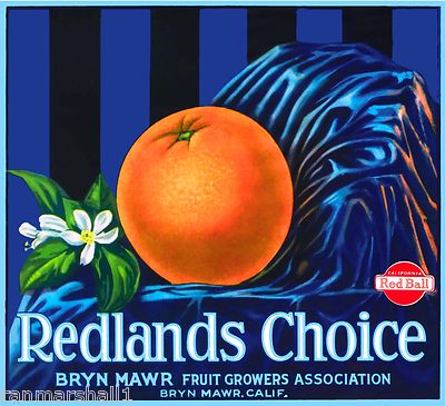 Redlands San Bernardina California Choice Orange Citrus Fruit Crate ...
