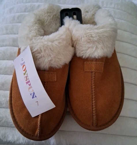 Joyspun Faux Suede Faus Fur Women's Clog Platform Slippers Size 7 New ...