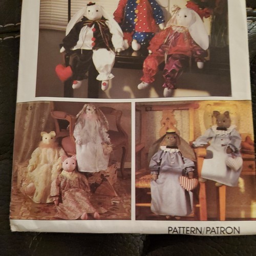 Vintage Simplicity Crafts 9336 Sewing Stuffed Bunny & Cat with Clothes ...