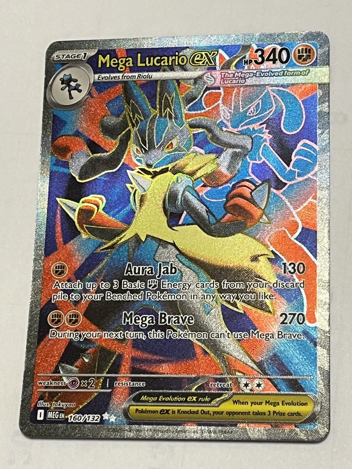 Mega Lucario ex 160/132 Ultra Rare Full Art Pokemon Mega Evolution NM ...
