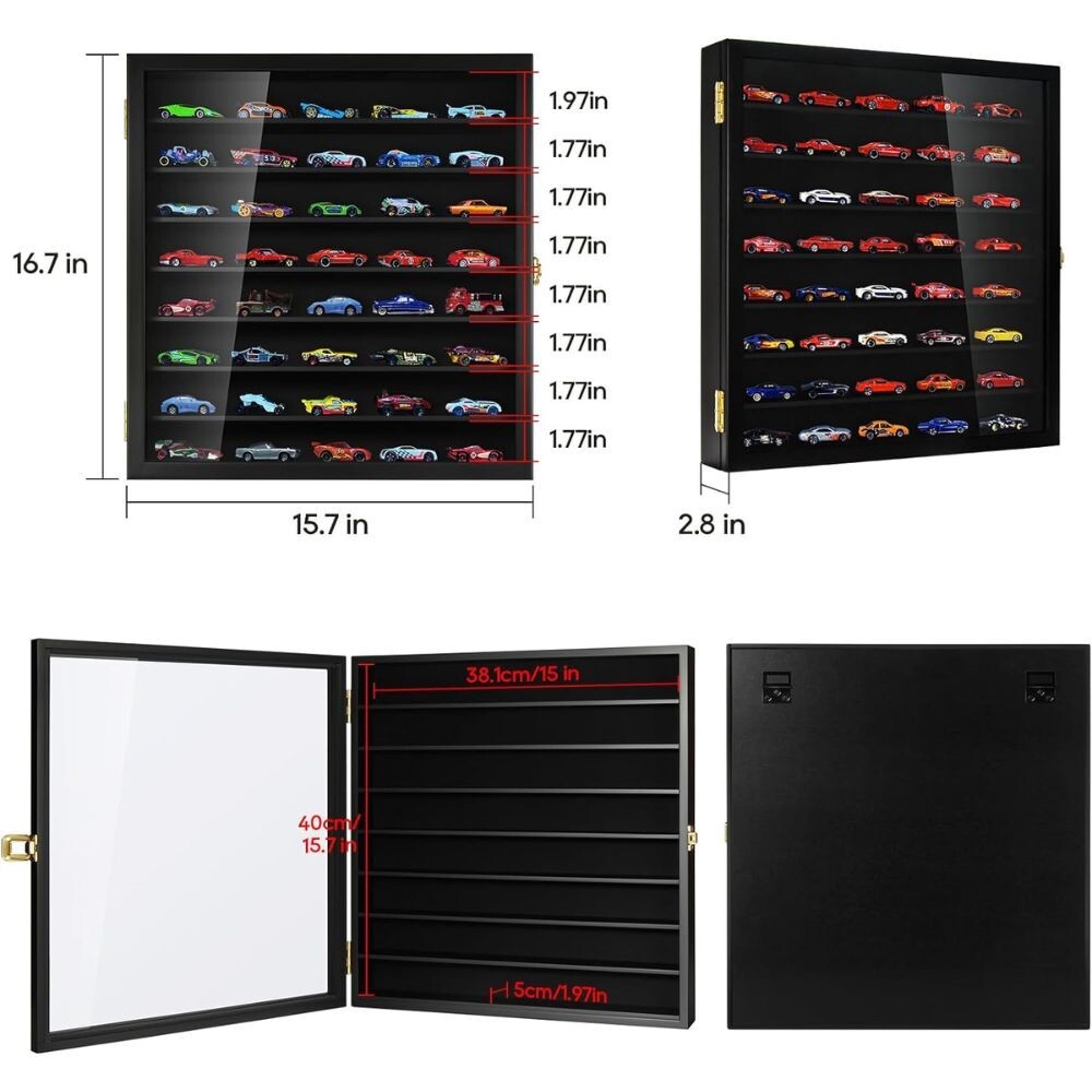 1/64 Scale Car Display Case Wall Mounted Diecast Cabinet Wooden ...