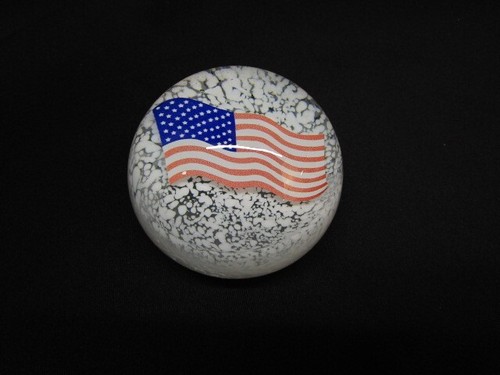 Vintage Hand Made Glass Paperweight American Flag Patriotic Red White ...