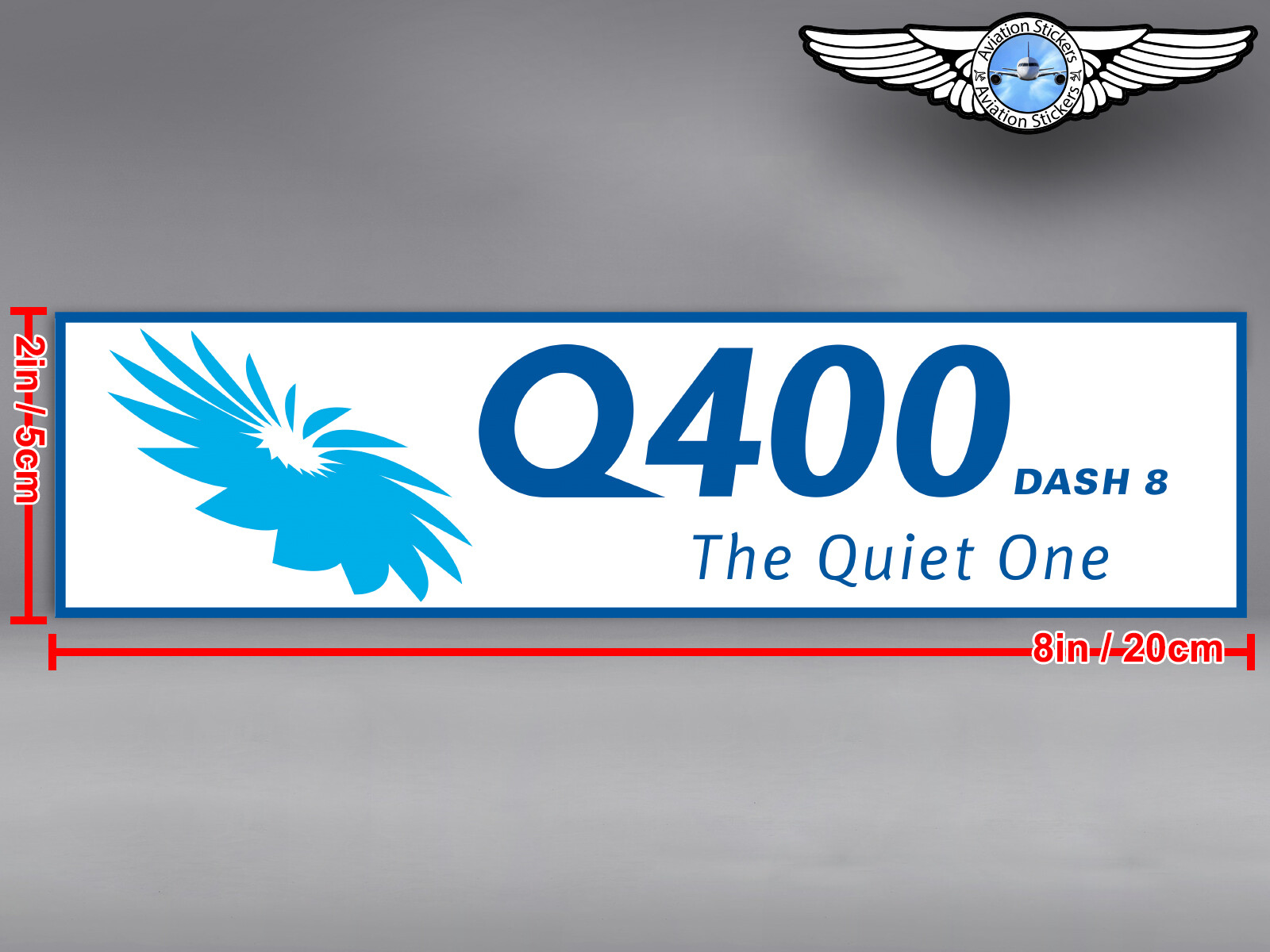 BOMBARDIER DASH 8 Q400 THE QUIET ONE RECTANGULAR LOGO DECAL / STICKER ...