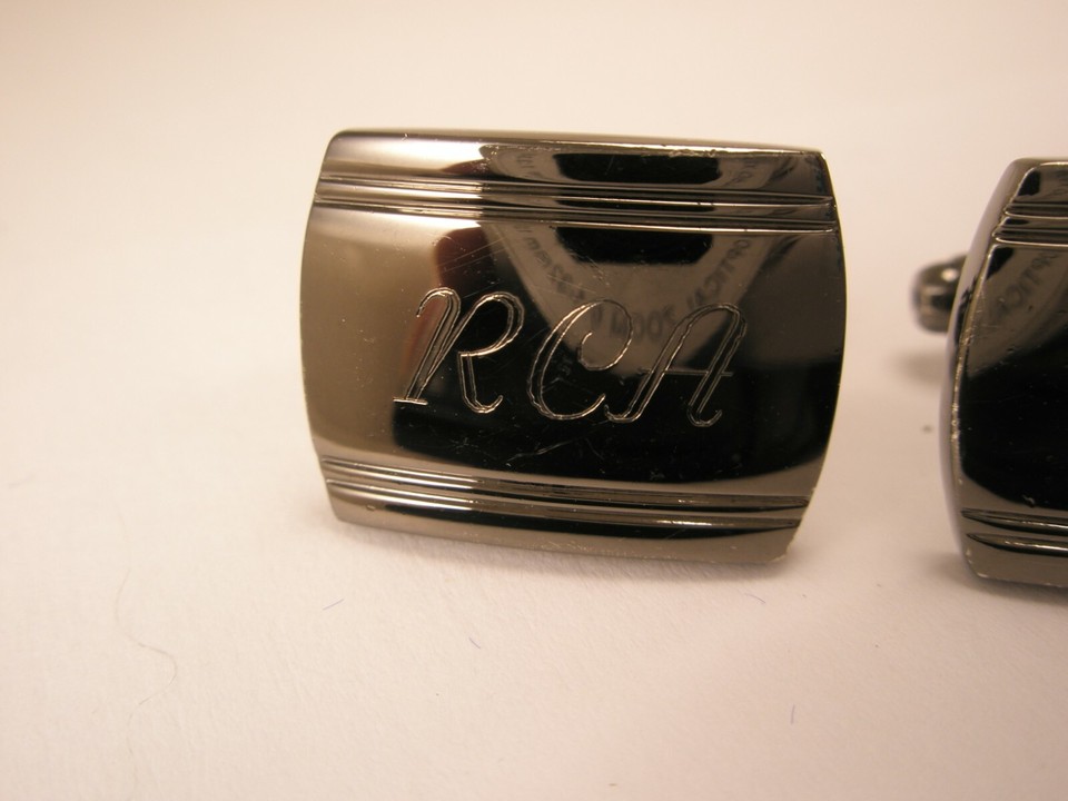 RCA Gun Metal Color Monogram Initials Letter Font Name Vintage Cuff ...
