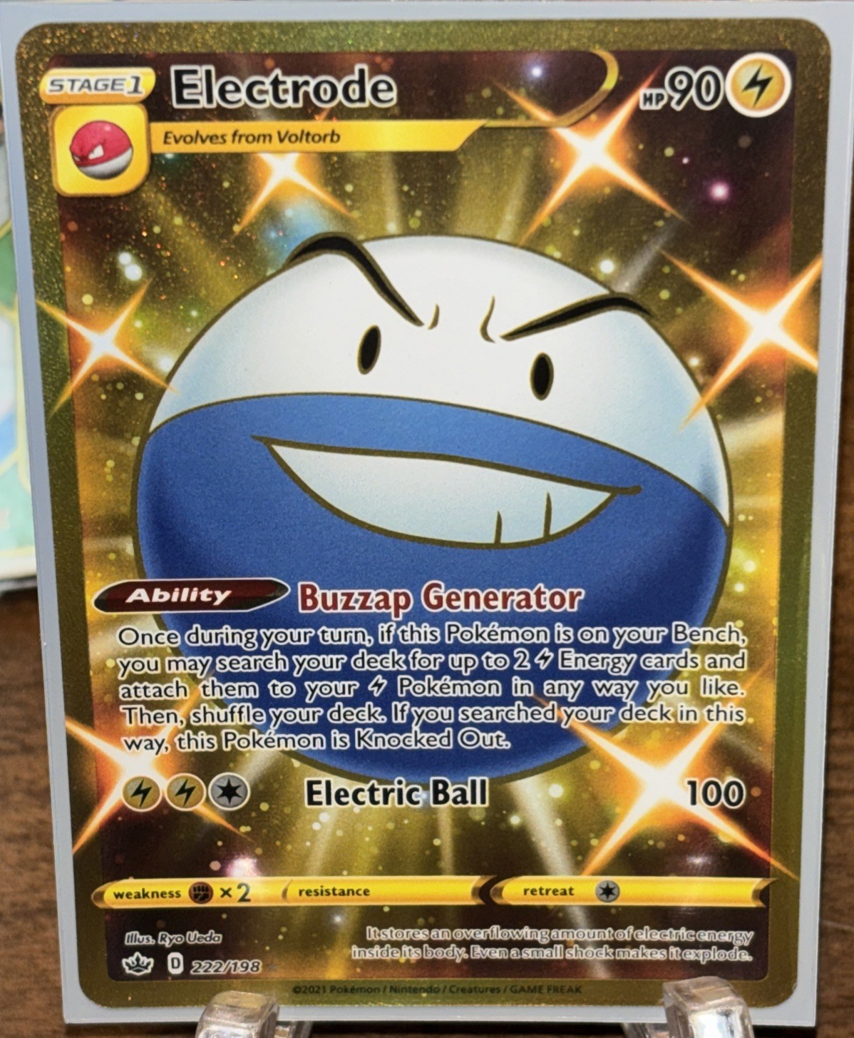 Electrode 222/198 Secret Rare Full Art Gold Sparkle Foil Chilling Reign ...