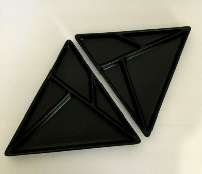 Varages France Black Triangle Divided Plates Set of 2 | eBay