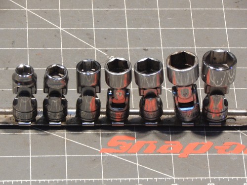 Snap On 7Pc SAE 3/8" Drive Universal Swivel Socket Set 3/8" 3/4" 6Pt Dr ...