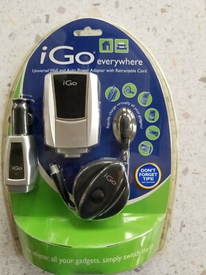 IGo everywhere Universal Wall Auto Power Adapter with retractacble Cord ...