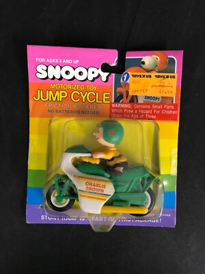 Vintage 1966 Peanuts Charlie Brown Riding Motorcycle Friction Toy Jump ...