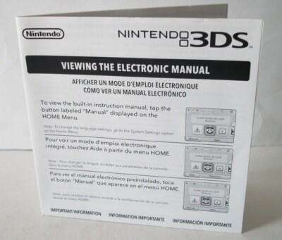 Nintendo 3DS Viewing The Electronic Manual Information NO GAME ...