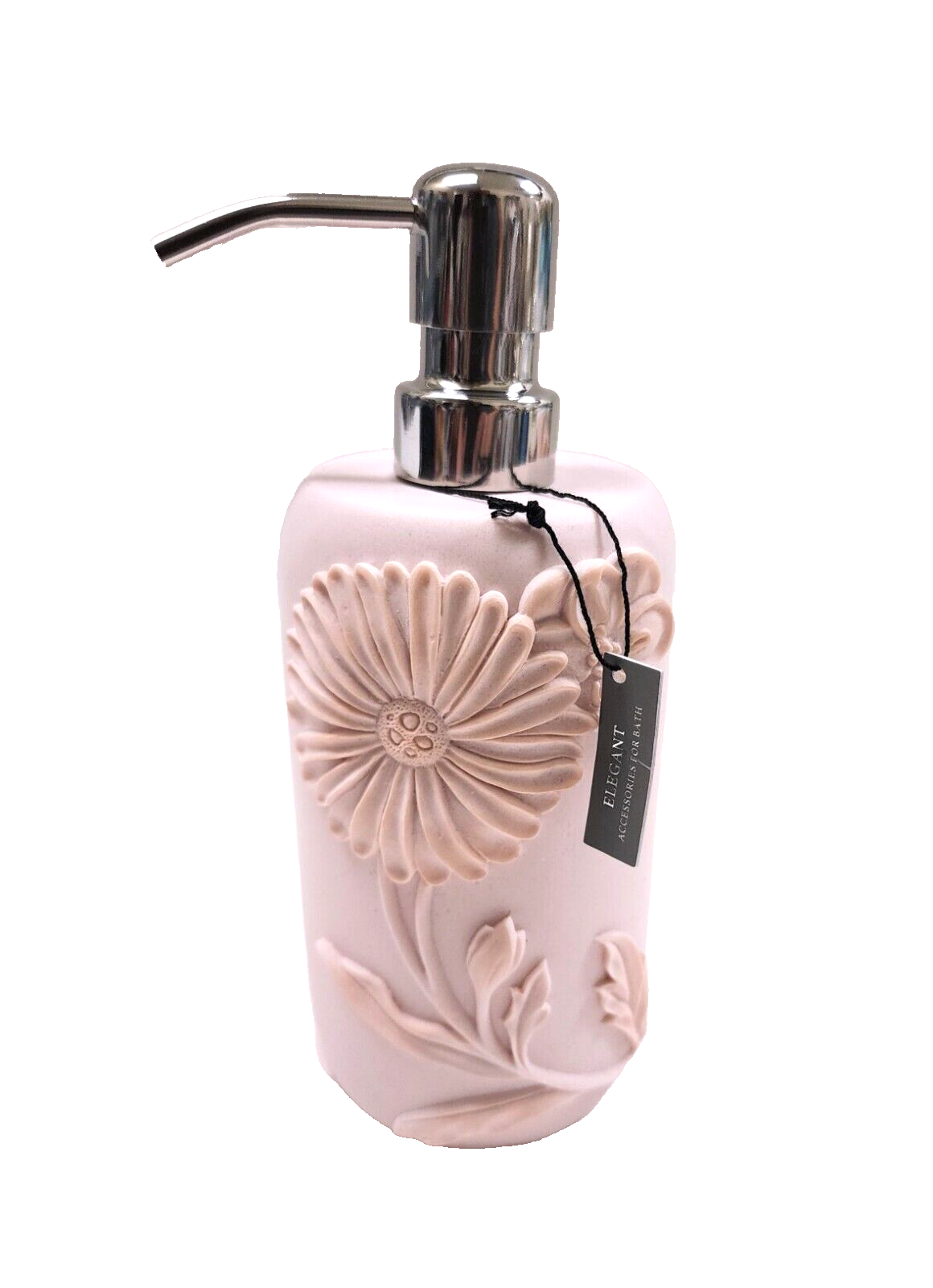 NEW ELEGANT PALE PINK 3D DAISY FLOWER SOAP DISPENSER,CHROME POLISHED ...
