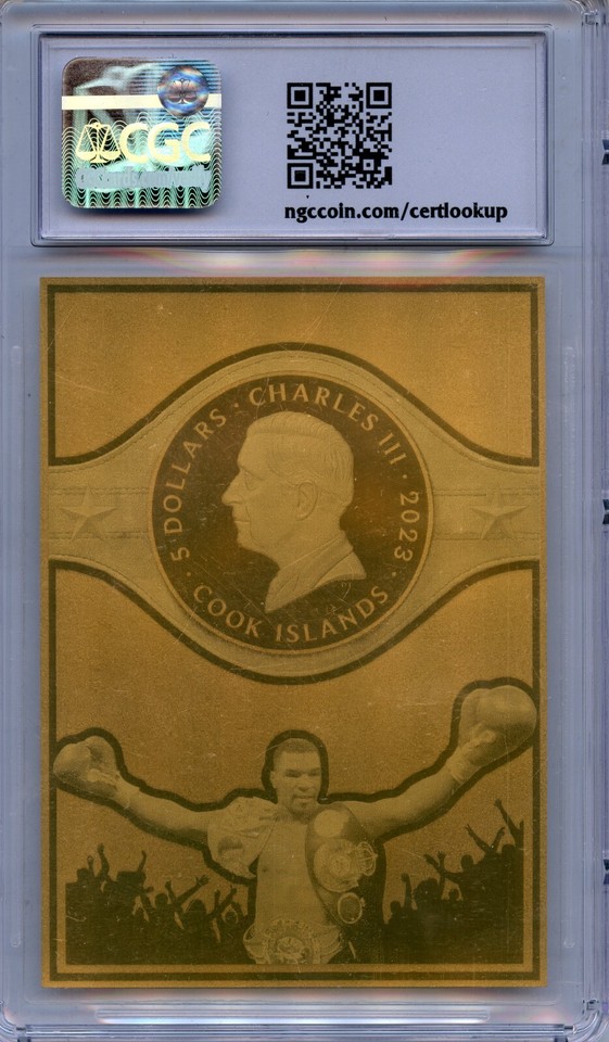 2023 $5 Cook Islands 1/2g .999 Gold/ GREEN Card Legends Series Tyson ...
