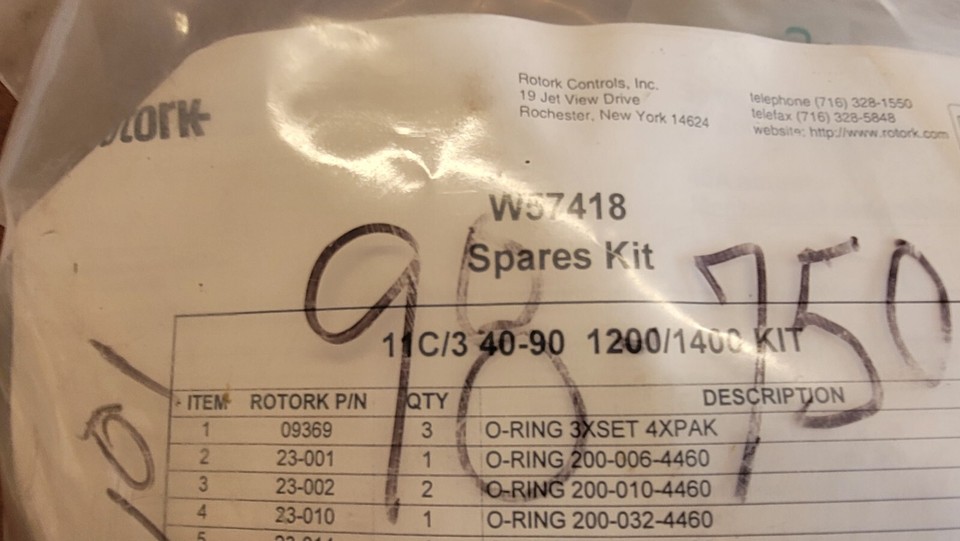 Rotork W57418 Spares Kit 11C/3 40-90 1200/1400 KIT | eBay
