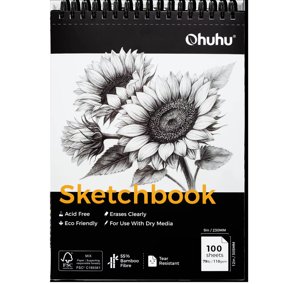 Bamboo Fiber Sketch Book Tear Resistant Drawing Paper Top Spiral Bound ...