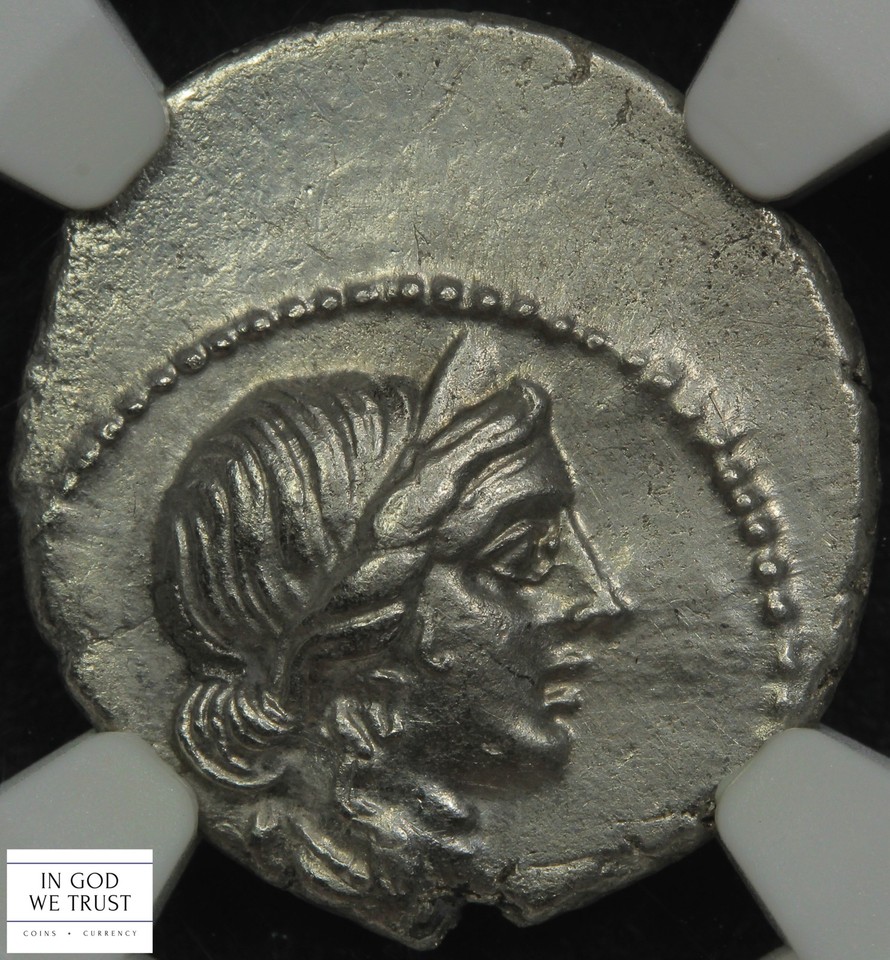 44BC Julius Caesar Roman Silver AR Denarius Venus Aeneas Anchises NGC ...
