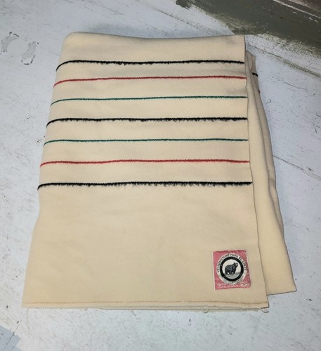 VINTAGE PENDLETON YELLOWSTONE PARK WOOL BLANKET 7 STRIPES CREAM COLOR ...