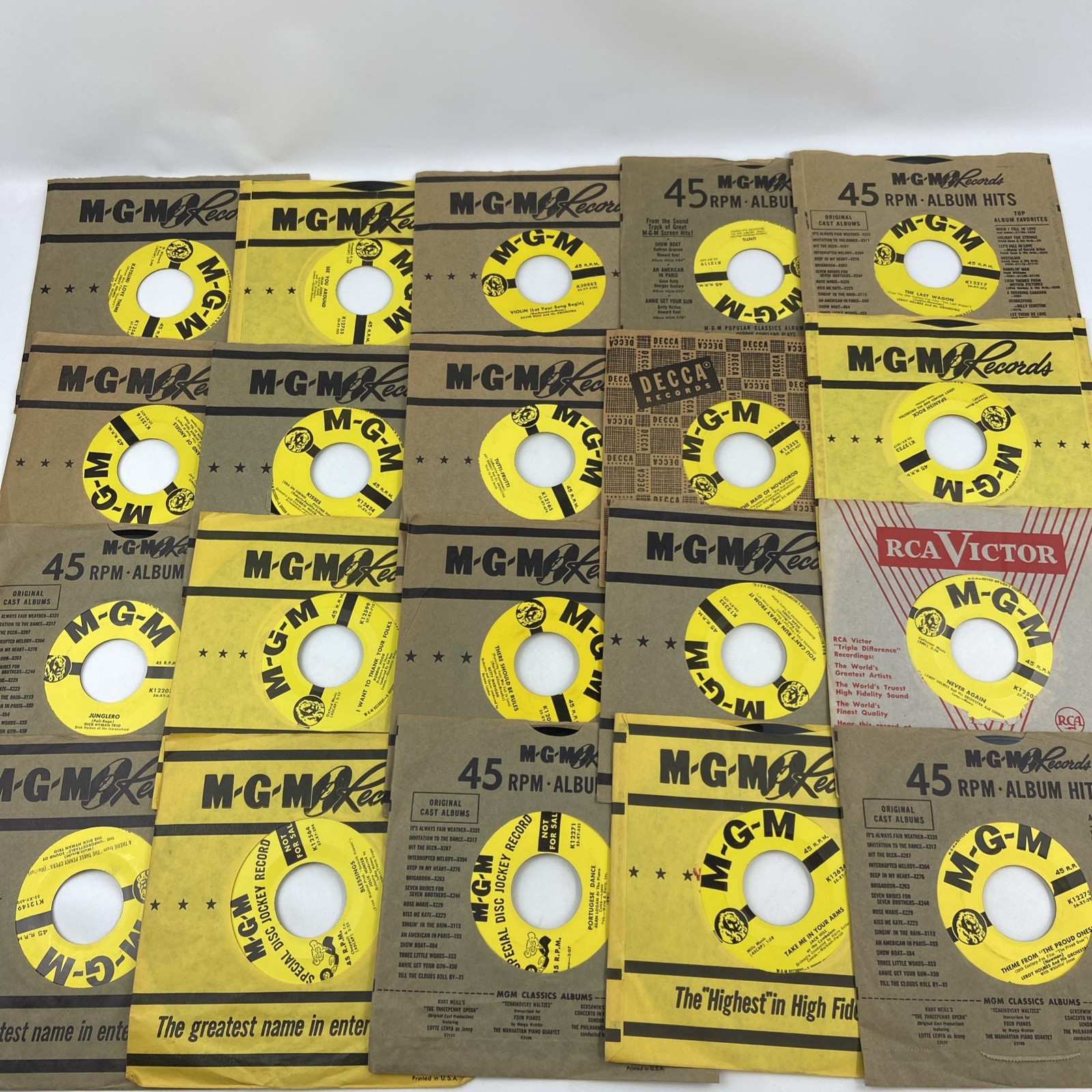 LOT OF (45) 45 RPM RECORDS ALL PROMOS Mostly Unplayed ALL MGM YELLOW ...