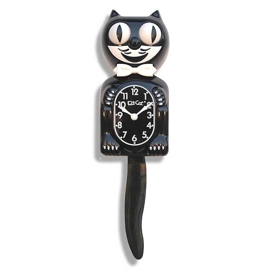 Classic Black Kit Cat Clock Tail Swingable Wall Clock Art Decor UK ...
