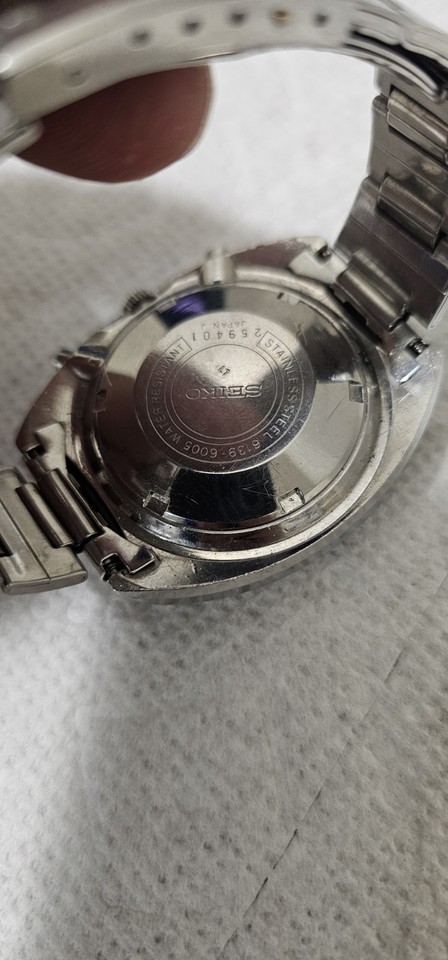 Seiko Pogue 6139-6005 chronograph WITH box link yellow 41mm pepsi | eBay
