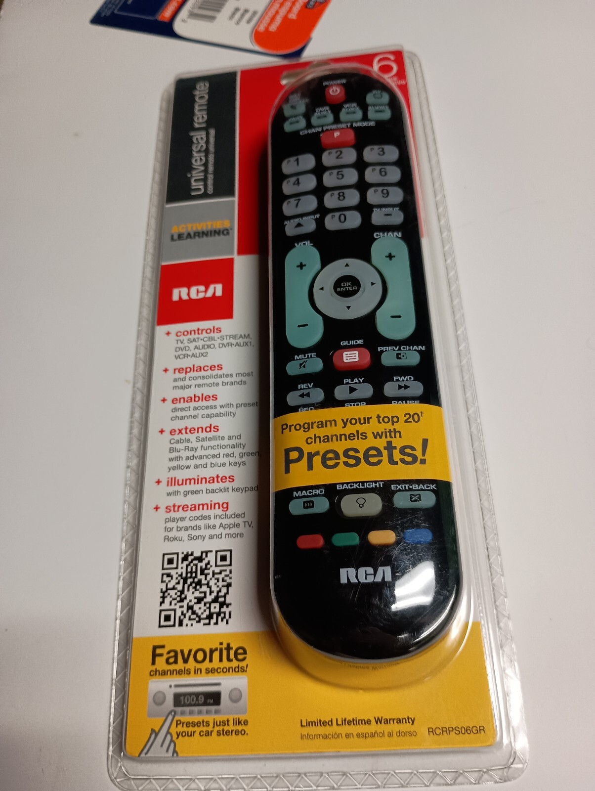 RCA RCRPS06GR Backlit Universal Remote up to 6 Devices for sale online ...