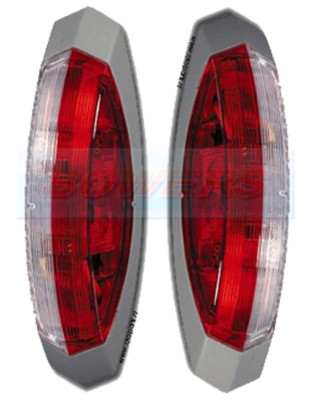 PAIR OF HELLA RED AND WHITE CLEAR SIDE END MARKER LAMPS LIGHTS CARAVAN ...