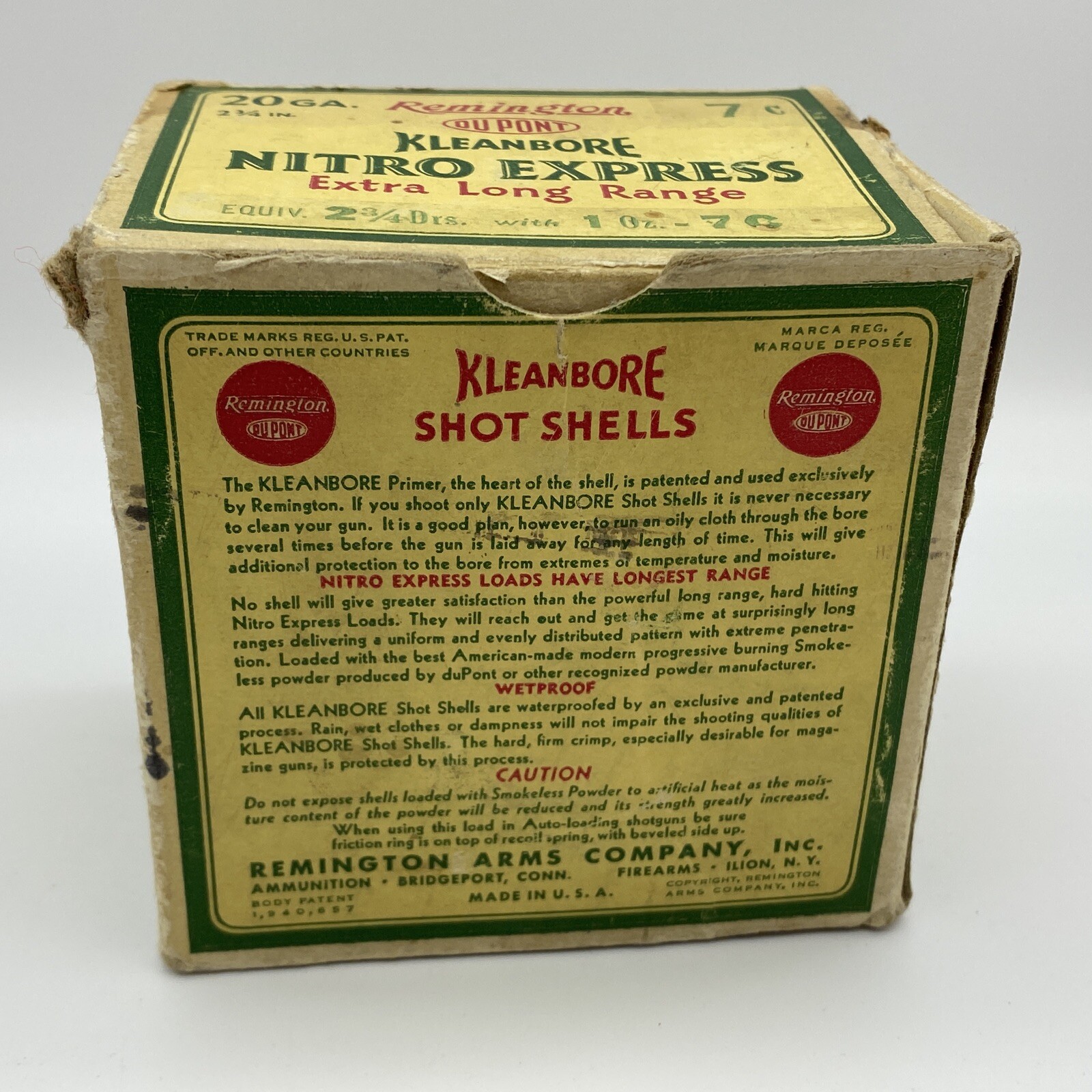 Vintage Remington Kleanbore Nitro Express Shot Shells Empty Box 20 Ga ...